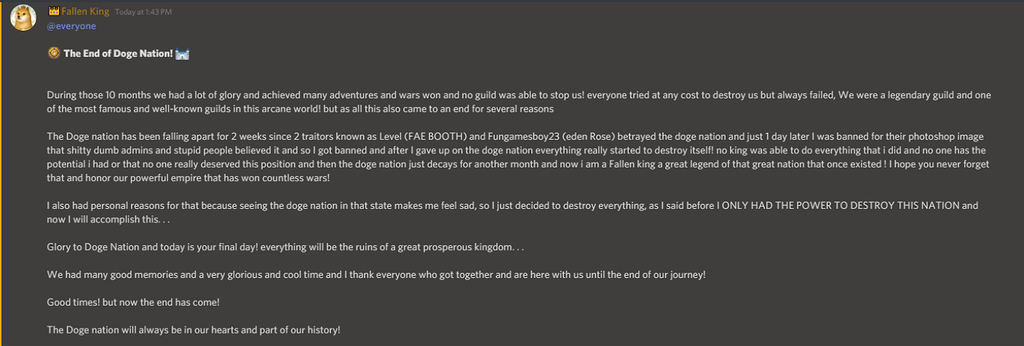 Doge Nation is now gone - Clans - Arcane Odyssey