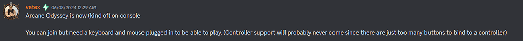 Trouble for keyboard+mouse for console - Game Discussion - Arcane Odyssey
