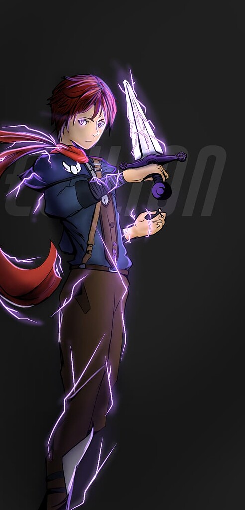 Purple Lightning Swordsman - Art - Arcane Odyssey