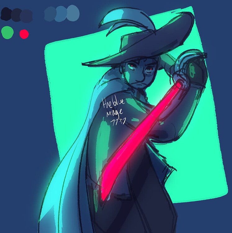 Commodore Kai, the red sabre doodle + colour test - Art - Arcane Odyssey