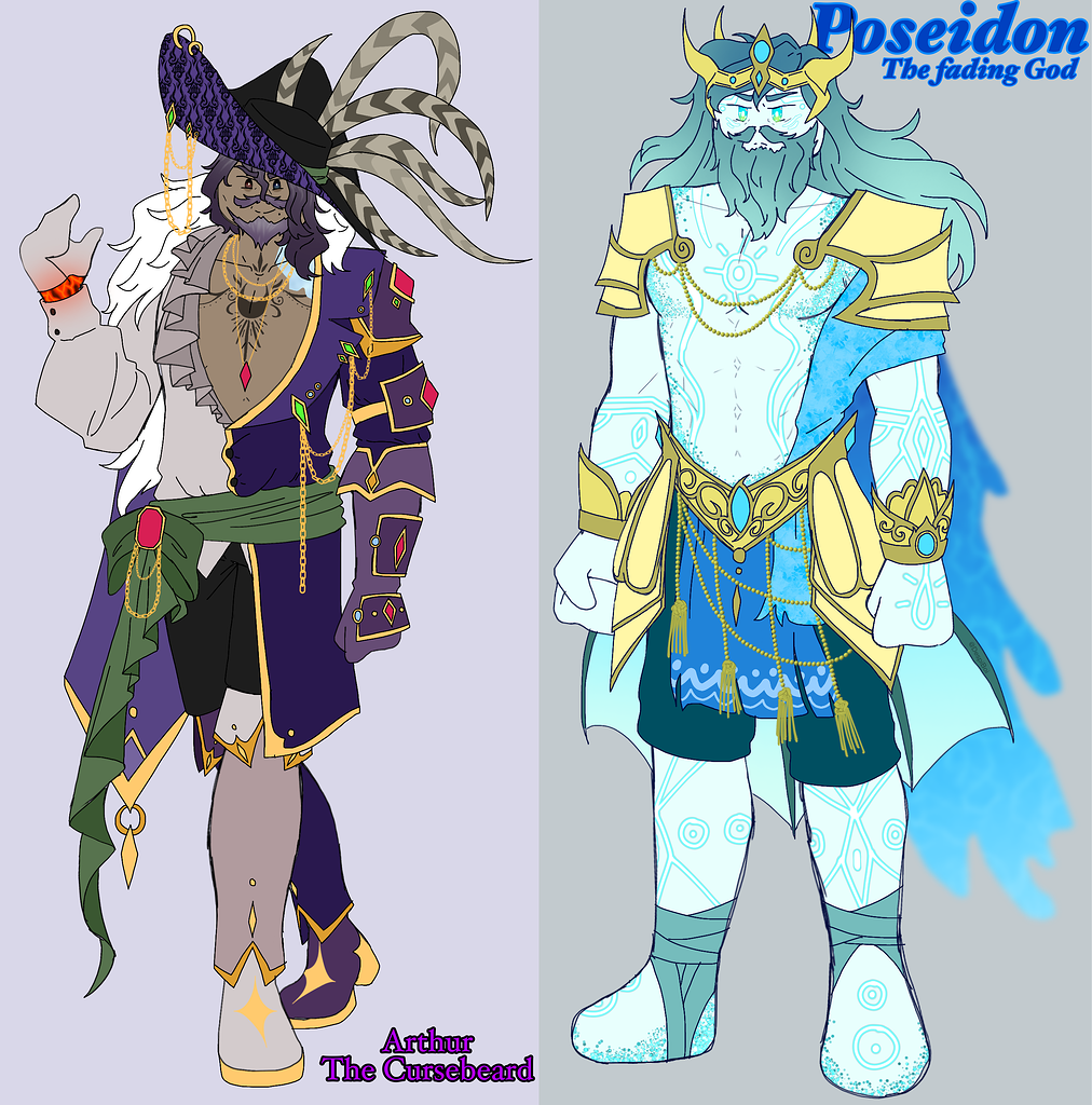 Fan designs of Arthur and Poseidon - Art - Arcane Odyssey
