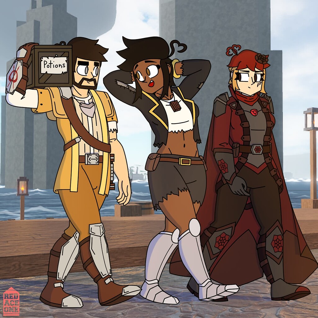 Akiro, Rose And Adaline Taking A Walk - Art - Arcane Odyssey