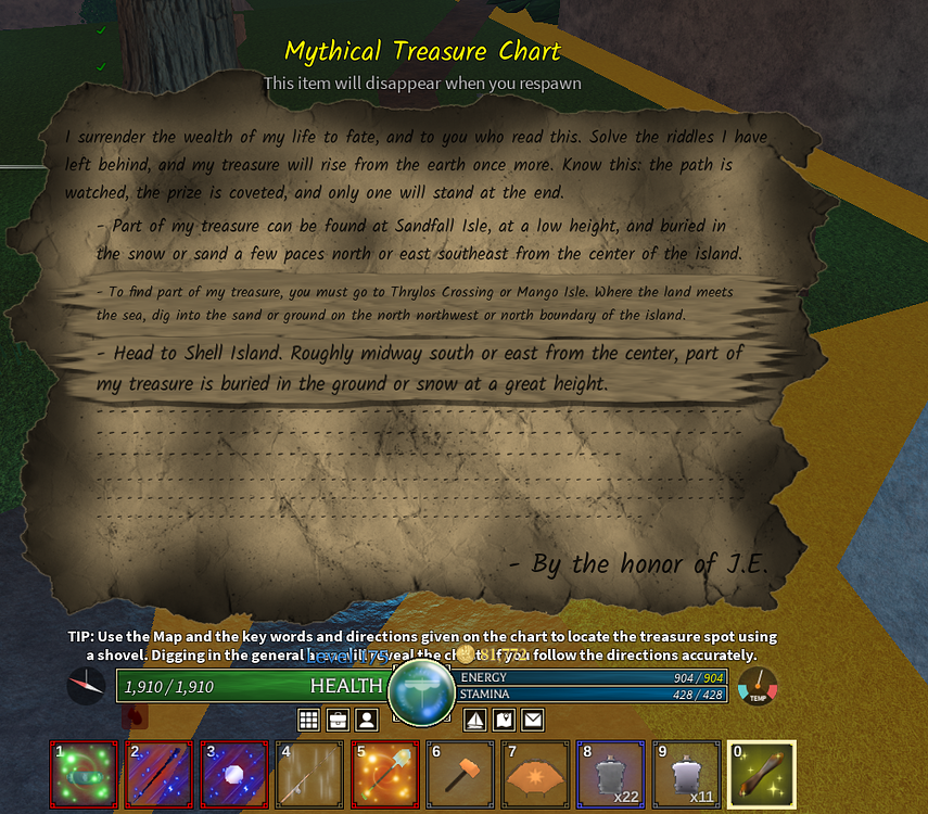 Mythical chart leading to that one bugged spot halfway south of Shell ...