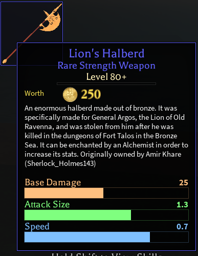 SELLING Lion's Halberg - Marketplace - Arcane Odyssey