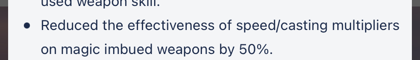 I heard somewhere that weapons with magic imbue only get 50% of stats ...