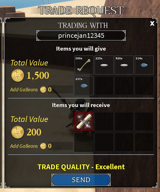 Closed trade - Marketplace - Arcane Odyssey